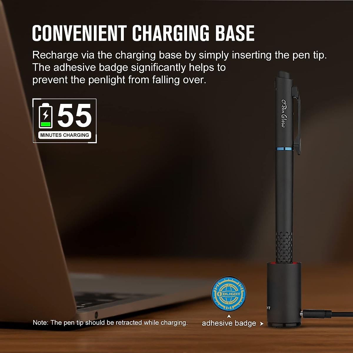 OLIGHT O'Pen Glow EDC Pen Light, 120 Lumens with Green Beam, Rechargeable LED Flashlight for Outdoor Uses, Writing, Adventure, Professional Business Gift(Black)