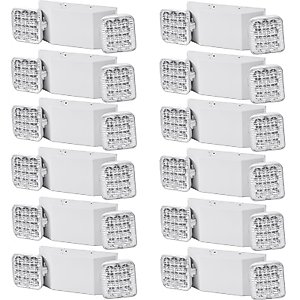 Led Emergency Lights with Battery Backup 12 Pack, Commercial LED Emergency Light for Home Power Failure & Business, Adjustable Dual Head Emergency Light, Indoor Emergency Lighting AC110V-277V