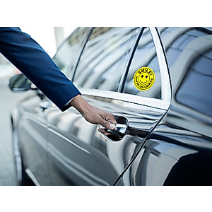 (Set of 5) Smile You're On Camera Sign - 4.5" Circle - 4 Mil Vinyl - Laminated for Ultimate Protection & Durability - Self Adhesive Decal - UV Protected & Weatherproof - Heavy Duty