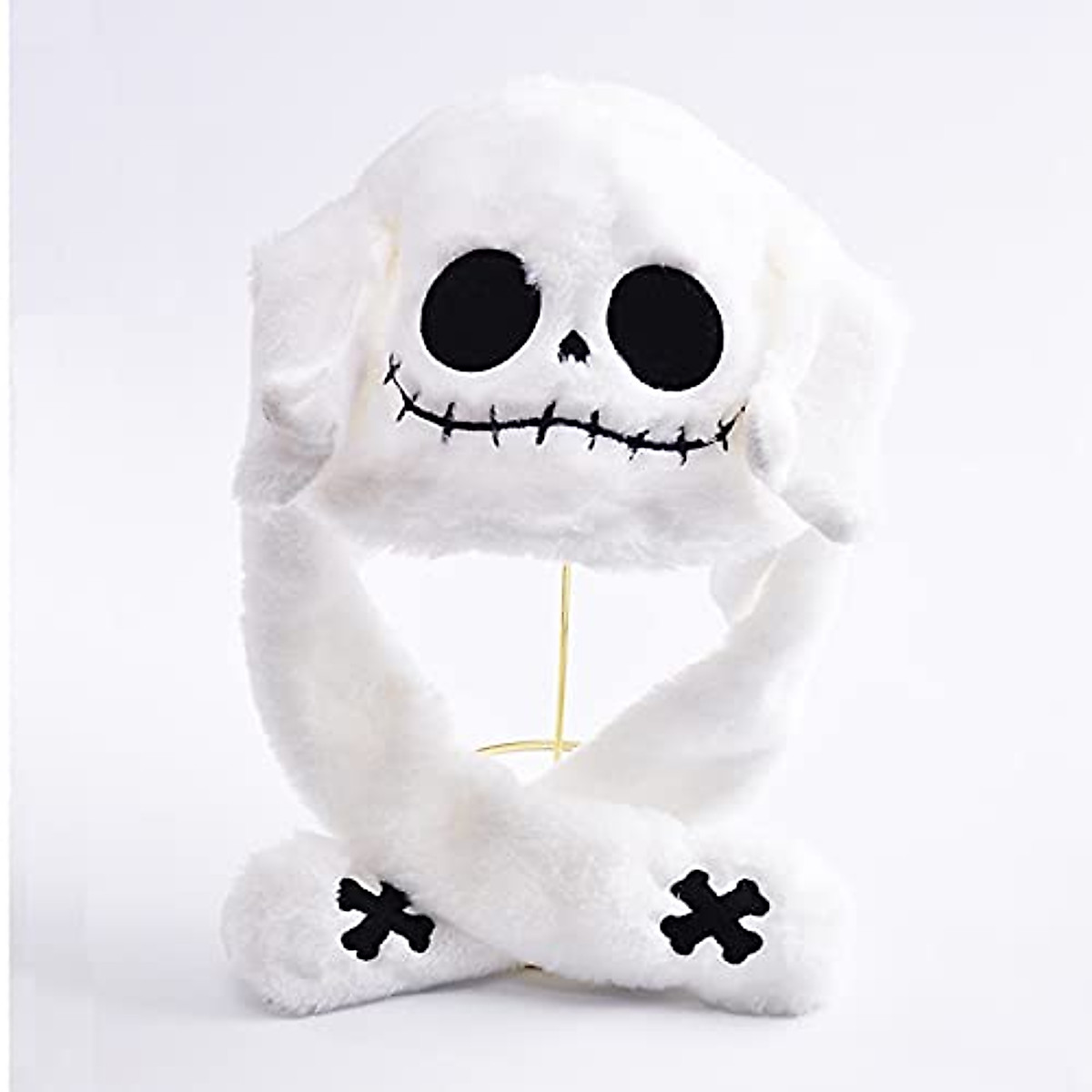 ZCINT Bunny Hat Funny Plush Bunny Hats Ear Moving Jumping Hat Plush Rabbit Hat Christmas Party Cosplay Cute Animal Hats (white)