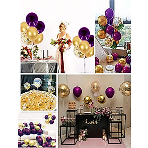 Graduation Decorations Purple Gold 2024/Purple Gold Balloons/Purple Graduation Party Decorations VIKINGS NYU LSU/Birthday Party Decorations for Women Purple Gold/Eid Mubarak Decorations