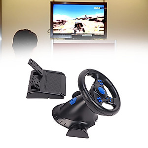 DAUERHAFT Racing Game Wheel,7 in 1 Control Buttons Vibration Game Steering Wheel,180° Rotation USB Racing Game Wheel with Pedal,Plug and Play,for PC, PS3, PS4, Xbox One,XBOX 360, Switch, Android