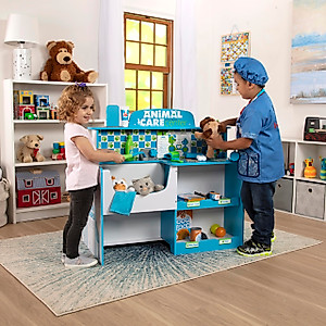 Melissa & Doug Animal Care Veterinarian and Groomer Wooden Activity Center for Plush Stuffed Pets (Not Included)