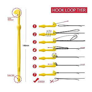 Fishing Knot Hook Tier Tool Set, Fishing Hook Tier Line Tying Tool with Sub-line + 2 PCS Single&Double Hook Fast Knot Tyer Tool Fishing Tackle Accessory