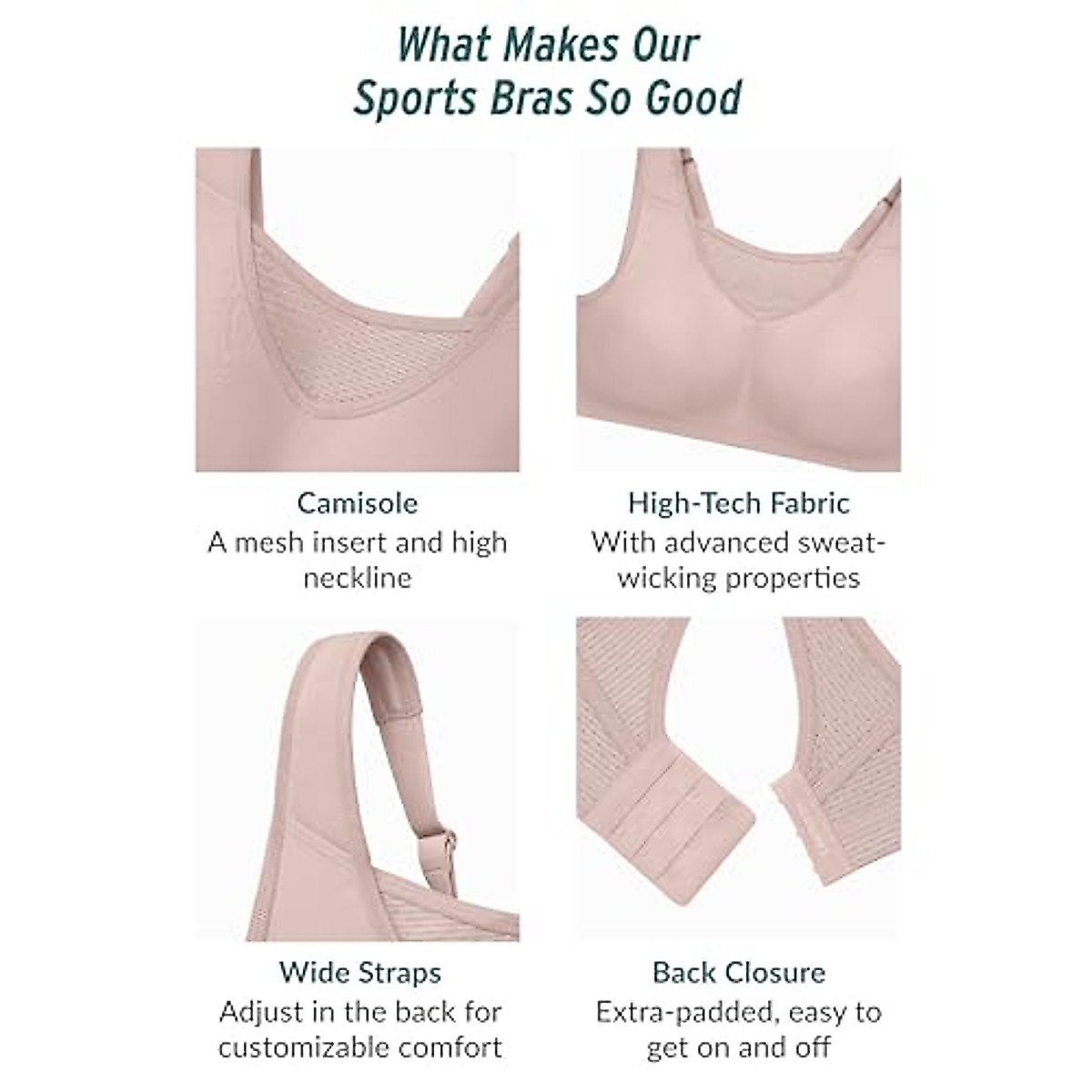 Full Figure Plus Size No-Bounce Camisole Elite Sports Bra Wirefree #1067 Black