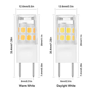 G8 Daylight White LED Bulb T4 Bi-Pin G8 Flat Base Mini Bulbs 110V-130V for Puck Light Samsung ME18H7045FS Microwave Light Bulb Kitchen,Under Cabinet Light, Under Counter Light (10-Pack)