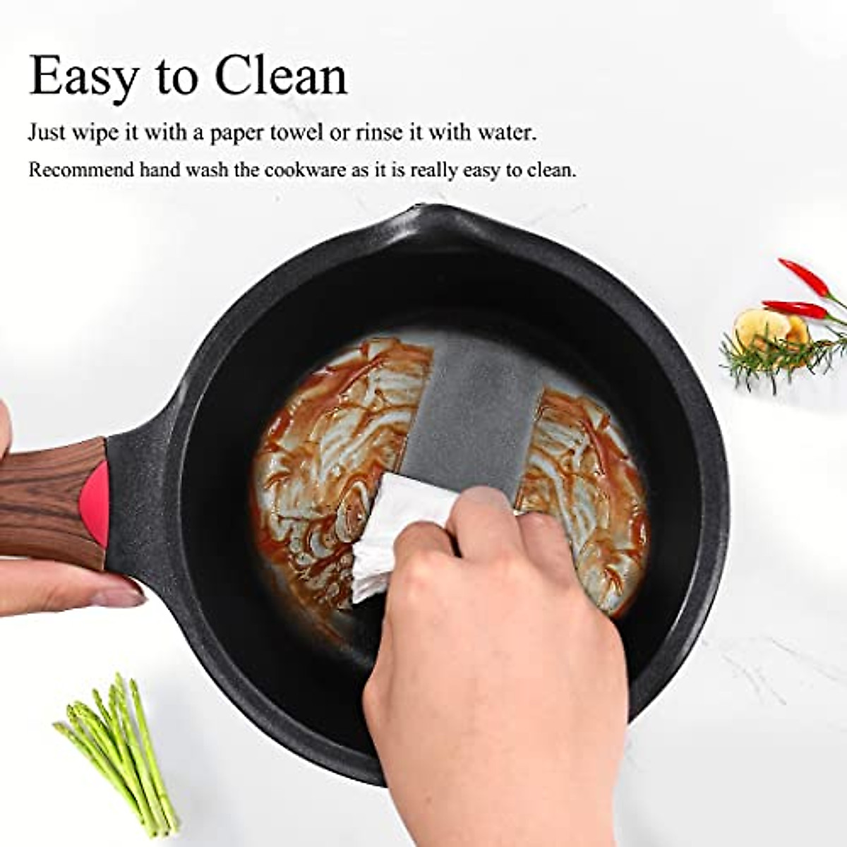 Vinchef 2qt Nonstick Sauce Pan with Lid, Small Milk Pot Pan Germany 3C+ CERAMIC Reinforced Coating,Saucepan with Stay-Cool Handle, Compatible for All Stove Top