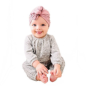 Newborn Baby Toddler Cotton Hat Baby Girl Knotted Hat Cute Donut Soft Turban Bow Cap Set (BHT 8)