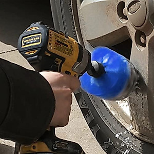 ABN 1/4in Drive Nylon Scrubber Drill Attachment Cleaning Brush 5pc Set with 1pc Extension - Blue Medium Bristle