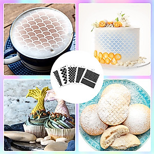 Chinco 5 Pieces Mermaid Scale Stencil, Mermaid Makeup Stencil Reusable Fish Scale Template Large Plastic Scale Wall Stencil for Painting on Face Body (6 x 6 Inch)