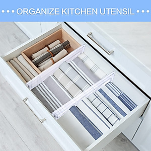 Marsui 18 Pack Clear Drawer Dividers Organizer 3.2" High Adjustable Expandable from 11-19" Plastic acrylic Drawers Separators for Dresser Organizer Bedroom Clothing Office Storage Kitchen Utensils