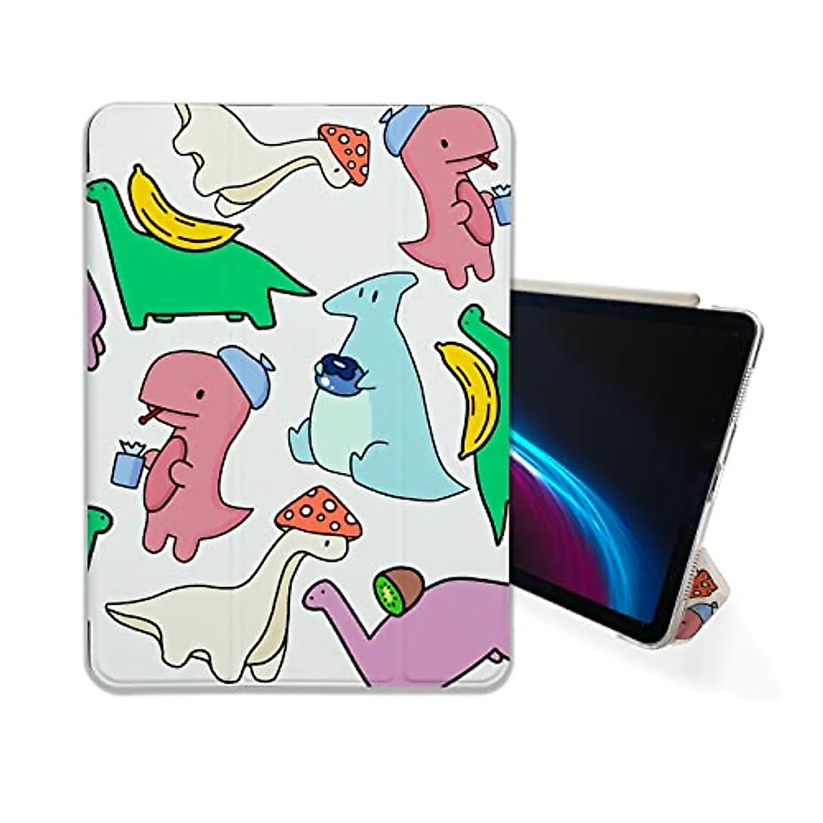 Cute Dino Kid Colorful case Compatible with iPad Mini Air Pro 7.9 8.3 9.7 10.2 10.9 11 12.9 inch Pattern Cover New 2022 2021 Trifold Stand 3 4 5 6 7 8 9 Generation 563 (12.9 Pro 3/4/5 gen)