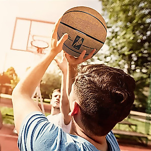 SHENGY No. 7 Basketball, Frosted Suede Leather, Wear-Resistant, Used for Indoor and Outdoor Training and Competitions, The Best Gift for Children, Water Pump, Needle, Net (4 Colors),Brown red