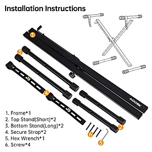 AODSK Single-X Keyboard Stand Adjustable Width & Height,Piano Stand with Locking Straps & Quick Release Mechanism-Adjust height in one second