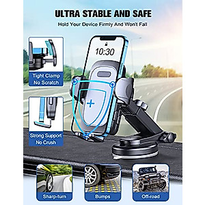 Ruiwwo Phone Mount for Car Dashboard & Windshield, [Super Suction & Never Fall Off] Cell Phone Holder Car, Hands Free Car Phone Holder Mount Compatible with iPhone Samsung All 4-7" Smartphones