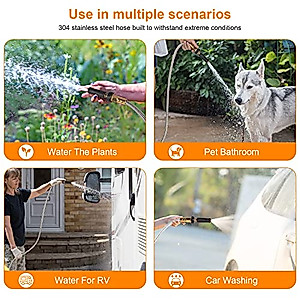 Rosy Earth Stainless Steel Garden Hose 25ft - Water Hose 25ft, no Kink Explosion, no Bite