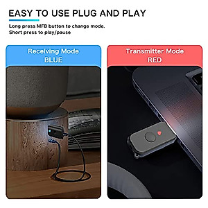 2 in 1 Bluetooth V5.3 Transmitter Receiver, USB Bluetooth Adapter, Wireless Audio Transmitter for TV to Bluetooth Headphones, Low Latency, Power by USB for TV/PC Home/Car Sound System