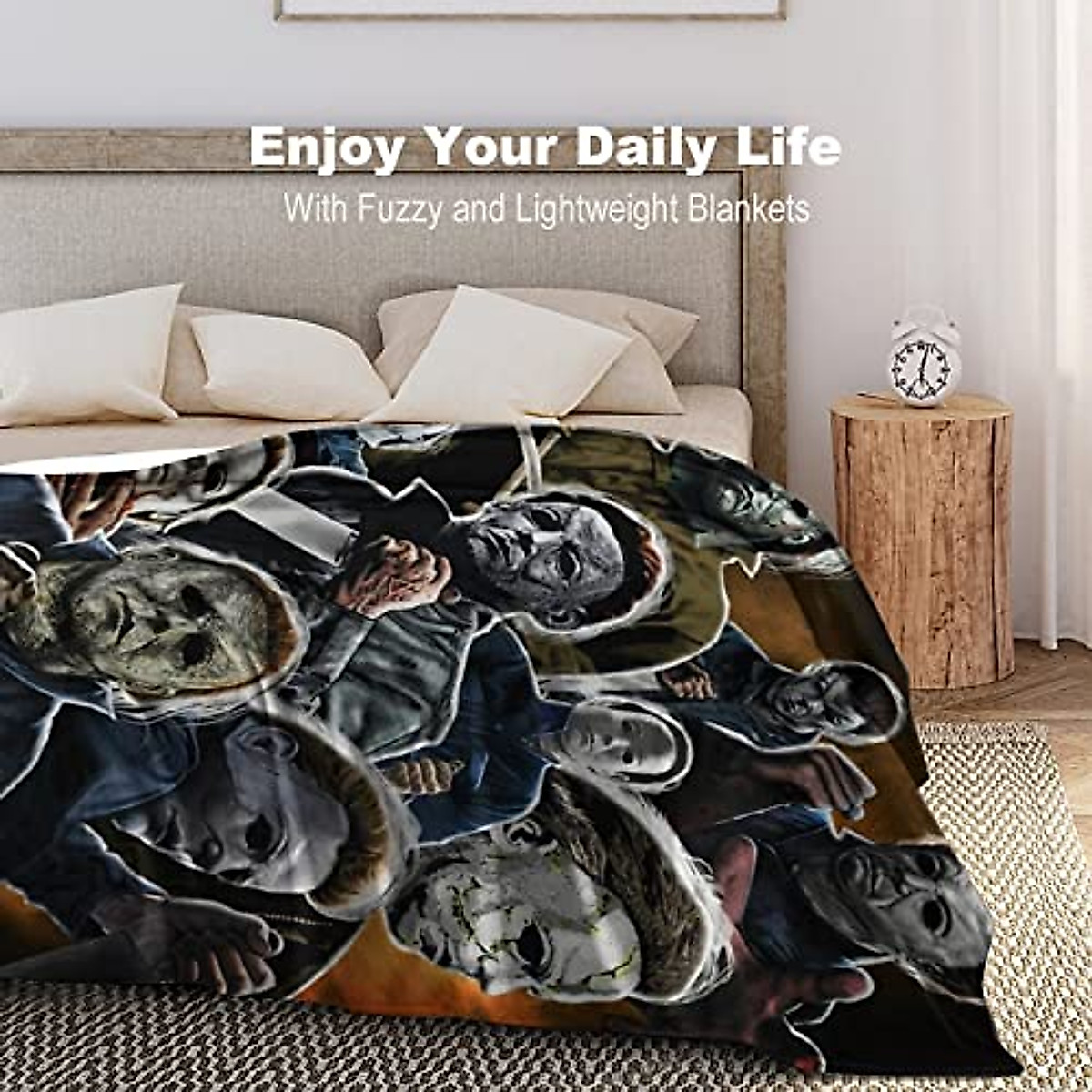 Horror Movie Blanket Collage Art Throw Blanket Warm Plush Cozy Soft Blankets for Chair/Bed/Couch/Sofa Home 40"×50"