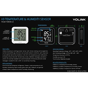 YoLink X3 Version Temperature & Humidity Sensor, Supports App Real-Time Data Refresh, Alexa, IFTTT, Home Assistant Integration - YoLink Hub Required