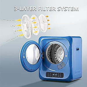 6.6Lbs Portable Clothes Dryer, 120V/850W Comtact Mini Dryer Machine with Exhaust Pipe, LED Touch Control Panel, Portable Dryers for Laundry, Apartment, Dorm, RV, Blue&Black