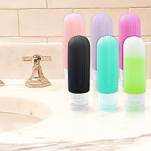 Xerhnan Leakproof Silicone Travel Bottles Carry On Refillable Portable Liquid Containers for Shampoo, Conditioner, Lotion, Toiletries (4PCS,Rose,Purple,Blue,Pink)