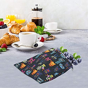 3PCS Eco-Friendly Sandwich Bag, Reusable Waterproof Fabric Snack Bags, Washable and Durable Storage Bags with Zippers for Sandwich, Bread, Etc (blue)