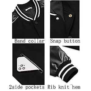 COOFANDY Mens Fashion Varsity Jackets Casual Leather Sleeves College Baseball Bomber Jacket Streetwear
