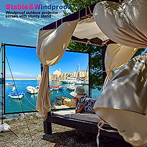 Projector Screen with Stand 100 inch, Sedpell 16:9 4K HD Indoor Outdoor Movie Screen with Water Bag, Rear&Front Projection, Portable Projector Screen and Stand Package for Home Backyard Travel Theater