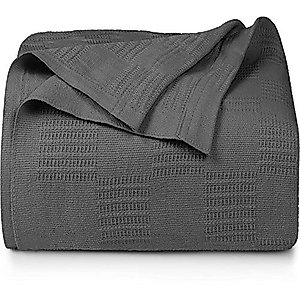 Utopia Bedding 100% Cotton Blanket (Queen Size - 90x90 Inches) 350GSM Lightweight Thermal Blanket, Soft Breathable Blanket for All Seasons (Smoke Gray)