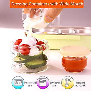Matifaner Salad Dressing Container To Go, 2.7 oz Glass Small Condiment Container with Lids, Dipping Sauce Cups for Lunch Box, Leakproof Reusable Sauce Containers, Salad Jars Meal Prep (2.7oz×2pcs)