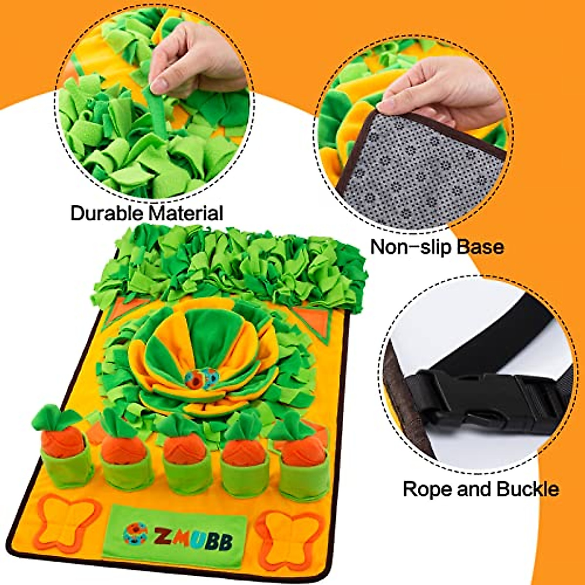 ZMUBB Pet Snuffle Mat for Dogs Sniff Mat Nosework Feeding Mat Slow Feeder Interactive Dog Puzzle Toys for Training and Stress Relief Encourages Natural Foraging Skills (31''x19'')