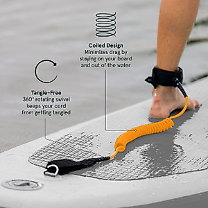 Retrospec Weekender 10' Paddle Board Safety Leash, Coiled for Stand Up Paddleboards
