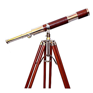 Marine Standard High Magnification Tube Telescope Handmade Antique Tripod Telescope Single Barrel Spyglass Nautical Decorative