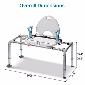 ELENKER Heavy Duty Sliding Shower Chair, Bathtub Transfer Benches