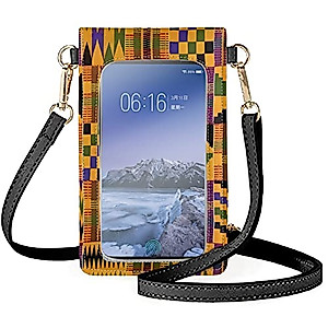 ZOCANIA African Tribal Cell Phone Crossbody Bag For Women Phone Case With Strap PU Leather Small Wallet Purse Best Gift Idea Coin Purse Cute Crossbody Phone Purse Phone Bag Phone Carrier