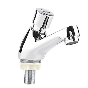 Time Delay Sink Faucet,Public Ktchen Bathroom Chrome Plated Self Closing Water Saving Time Delay Basin Tap Faucet for Home Kitchen, Bathroom, Hotel use