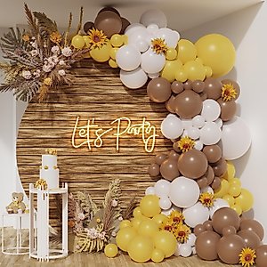 Lemon Yellow Brown Neutral Garland Arch Kit With Sand White Balloon 126pcs Sunflower Theme Birthday Wedding Party Baby Shower Bridal Shower Decoration