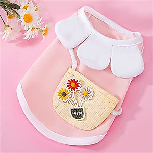Pet Clothes Cute Dog Vest Lovely Sunflower Dog Shirt Breathable Pet T-Shirt Puppy Clothes Shirt for Pet (Medium, Pink)