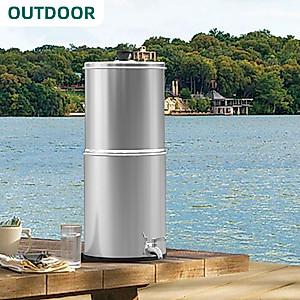 YITAHOME Gravity-fed Water Filter System, 2.25-Gallon 304 Stainless-Steel Gravity Water Purifier System, Countertop Filter System with 2 Filters, Stainless Steel Water Spigot