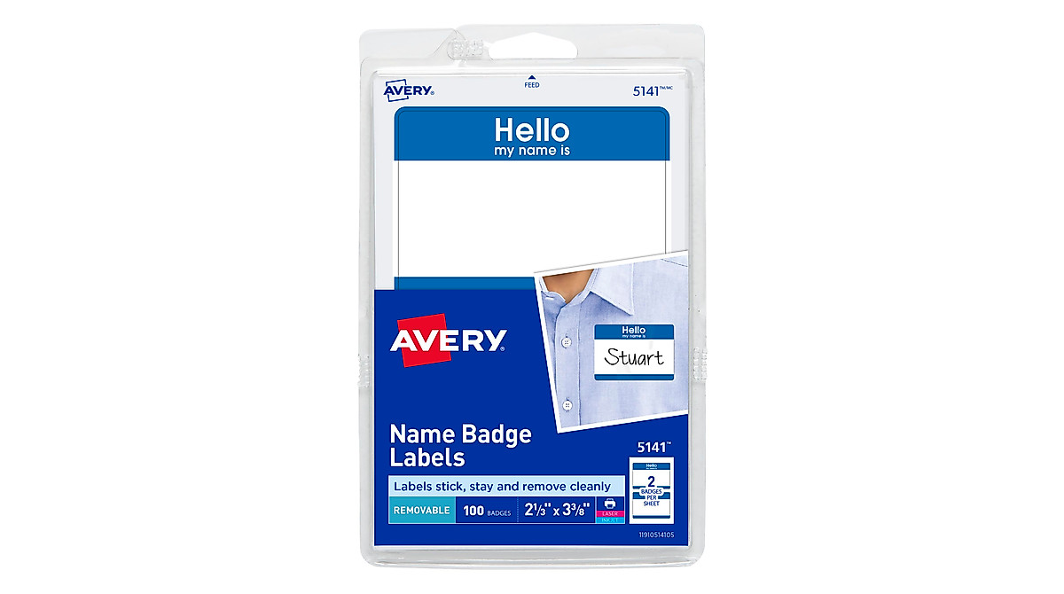 Avery Hello My Name Is Name Tags - 100 Removable Badges for Events