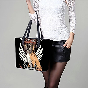 Womens Handbag Boxer Dog Leather Tote Bag Top Handle Satchel Bags For Lady