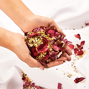 Flora & Bloom Biodegradable Confetti For 28 Guests | Dried Flowers (180g, 0.4lbs) | Wedding Confetti | Jasmine, Lavender & Rose Petals | Wedding Decorations