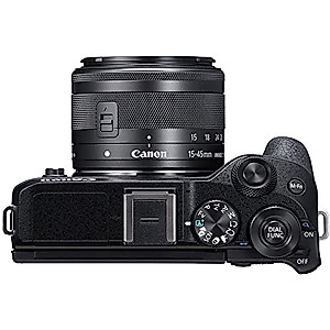 Camera EOS M6 Mark II Mirrorless Camera with 15-45mm Lens and EVF (Black) with 64GB Memory, Padded Carrying Bag, High Speed Card Reader + More (18 Items)