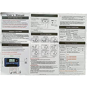 100A MPPT Solar Charge Controller 12v/24v Current Auto Focus MPPT Tracking Charge with LCD Display Dual USB Solar Regulator Charge Controller Multiple Load Control Modes