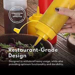 New Star Foodservice 26146 Squeeze Bottles, Plastic, 12 oz, Clear, Pack of 6