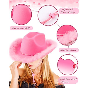 20 Pieces Cowboy Cowgirl Hats Pink Heart Shaped Sunglasses for Women Western Party Wedding Party