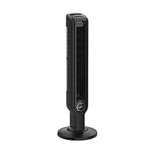 Lasko Oscillating Tower Fan, Remote Control, Timer, Dark Mode, 4 Speeds, for Bedroom, Living Room, and Office, 36”, Black, T36511, Large