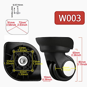 RDEXP Black 9.5x9.2x5cm Left & Right Luggage Wheels with 8 Screws DIY Replacement Set of 2