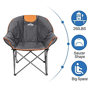 Suntime Sofa Chair, Oversize Padded Moon Leisure Portable Stable Comfortable Folding Chair for Camping, Hiking, Carry Bag(2 Pack)