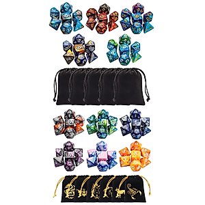 CiaraQ Polyhedral Dice Set with Black Pouches, Compatible with Dungeons and Dragons DND RPG MTG Table Games